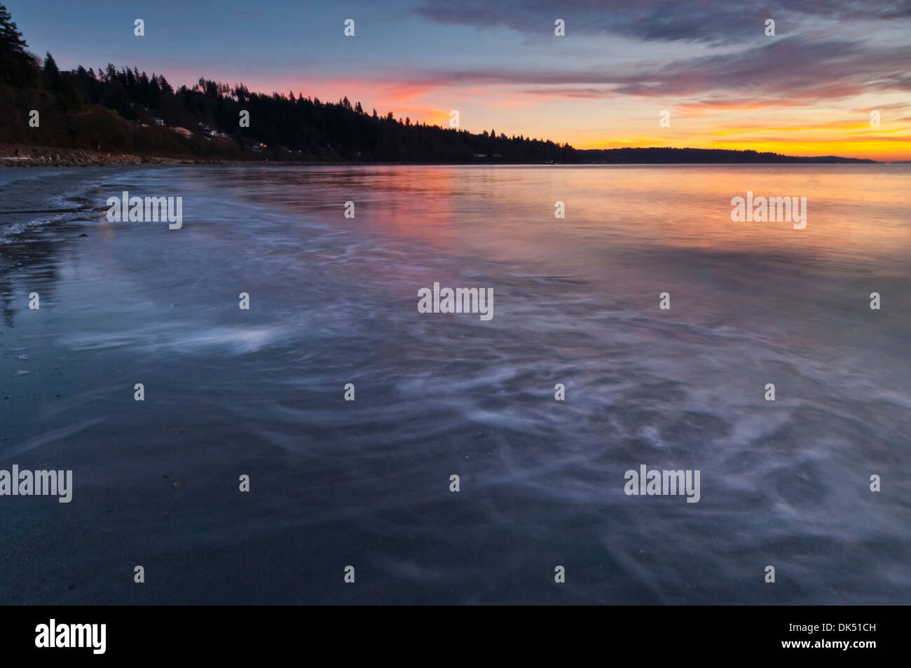 Sunset over the Puget Sound at Picnic Point County Park, Snohomish ...