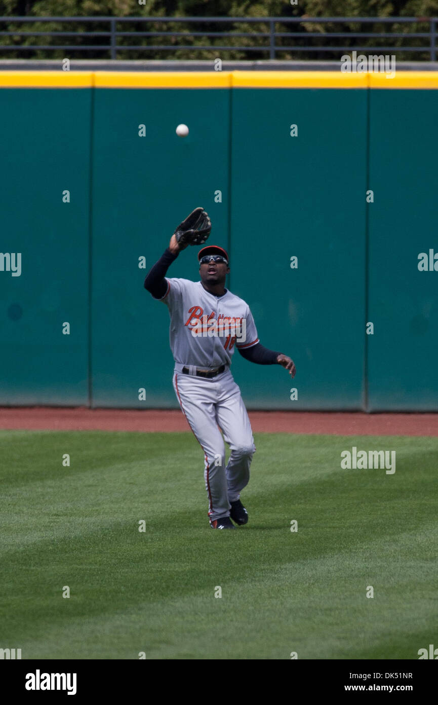 Apr. 17, 2011 - Cleveland, Ohio, U.S - Baltimore Orioles left fielder ...