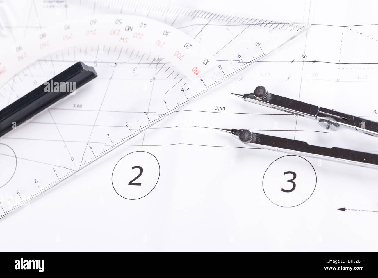 architect blueprints equipment objects workplace paper office Stock ...
