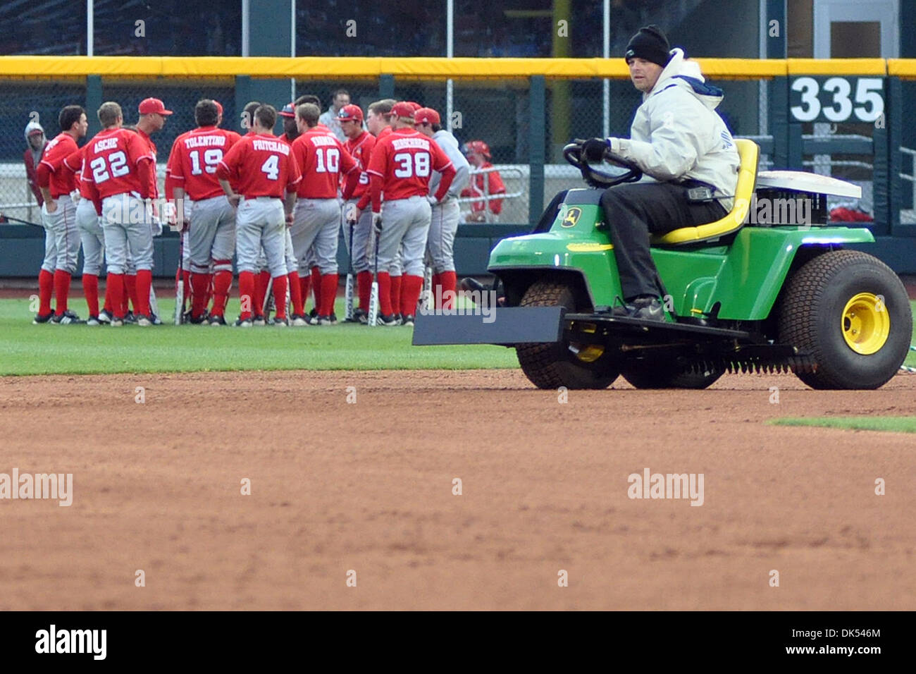 Apr. 19, 2011 - Omaha, Nebraska, U.S - The grounds crews readies the ...
