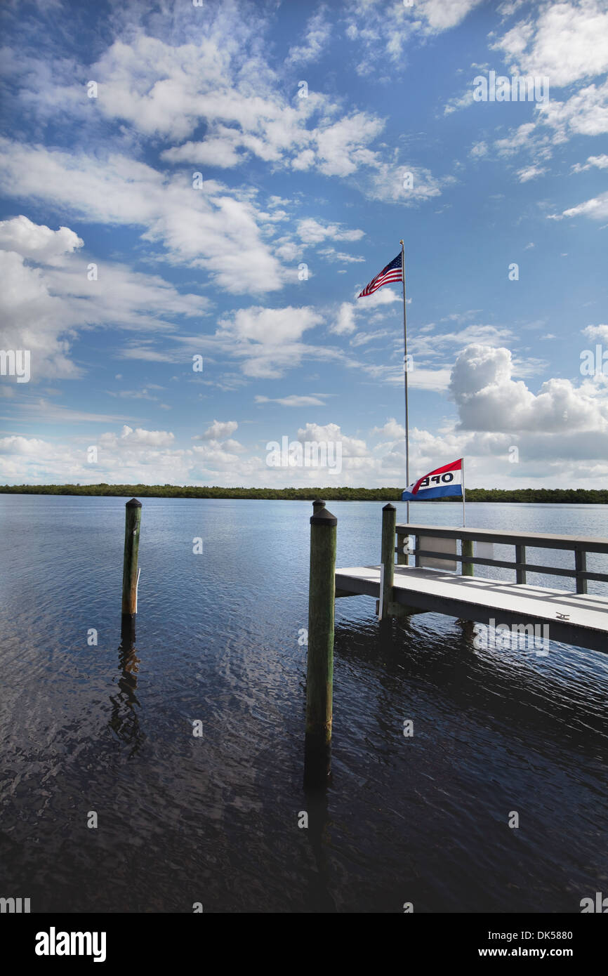Flag of The United States Of America on the End of a Pier Stock Photo ...