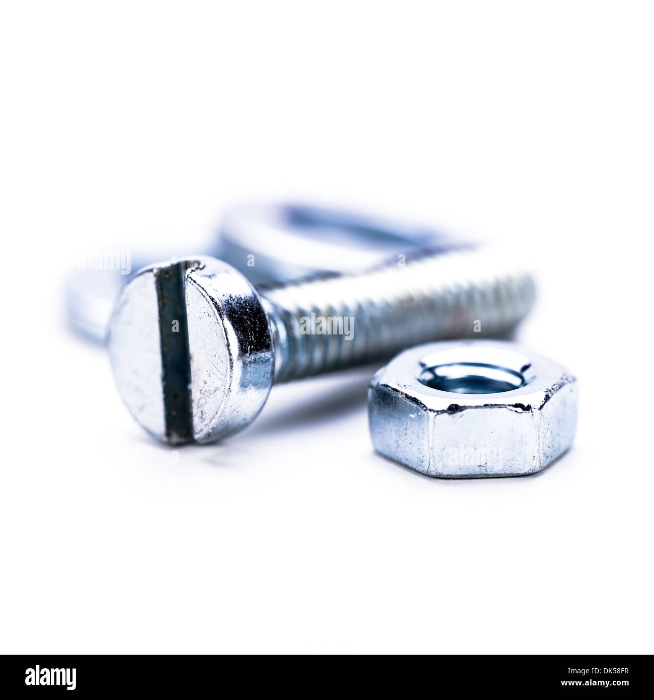 silver steel hexagonal screw tool objects macro metal industry Stock ...