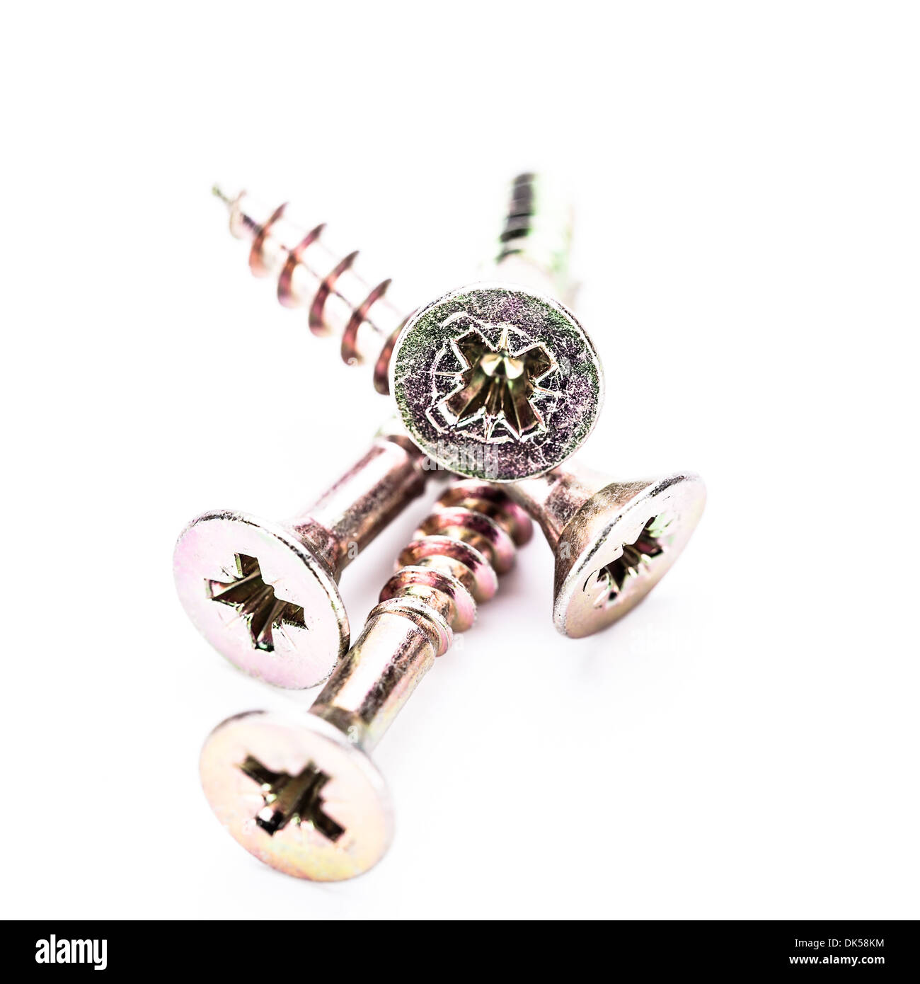 silver hardware carpentry diy metal steel macro screws isolated Stock ...