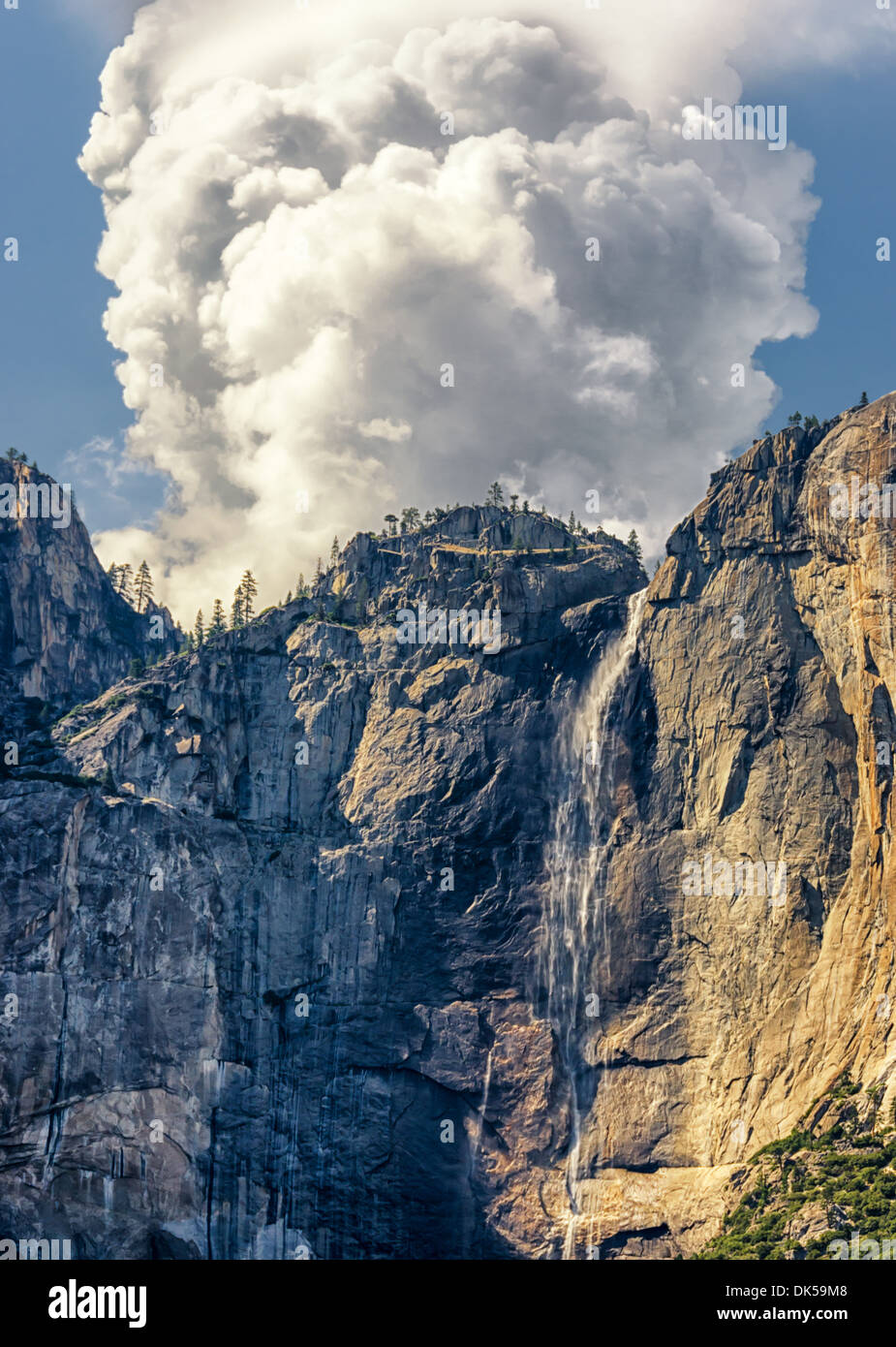 Upper Yosemite Falls with a thundercloud overhead. Yosemite National ...
