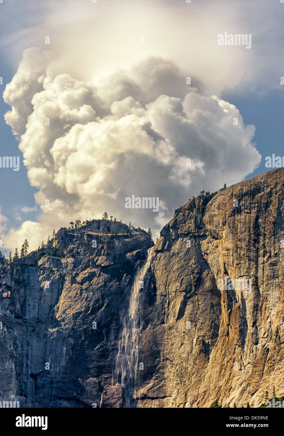 Upper Yosemite Falls with a thundercloud overhead. Yosemite National ...