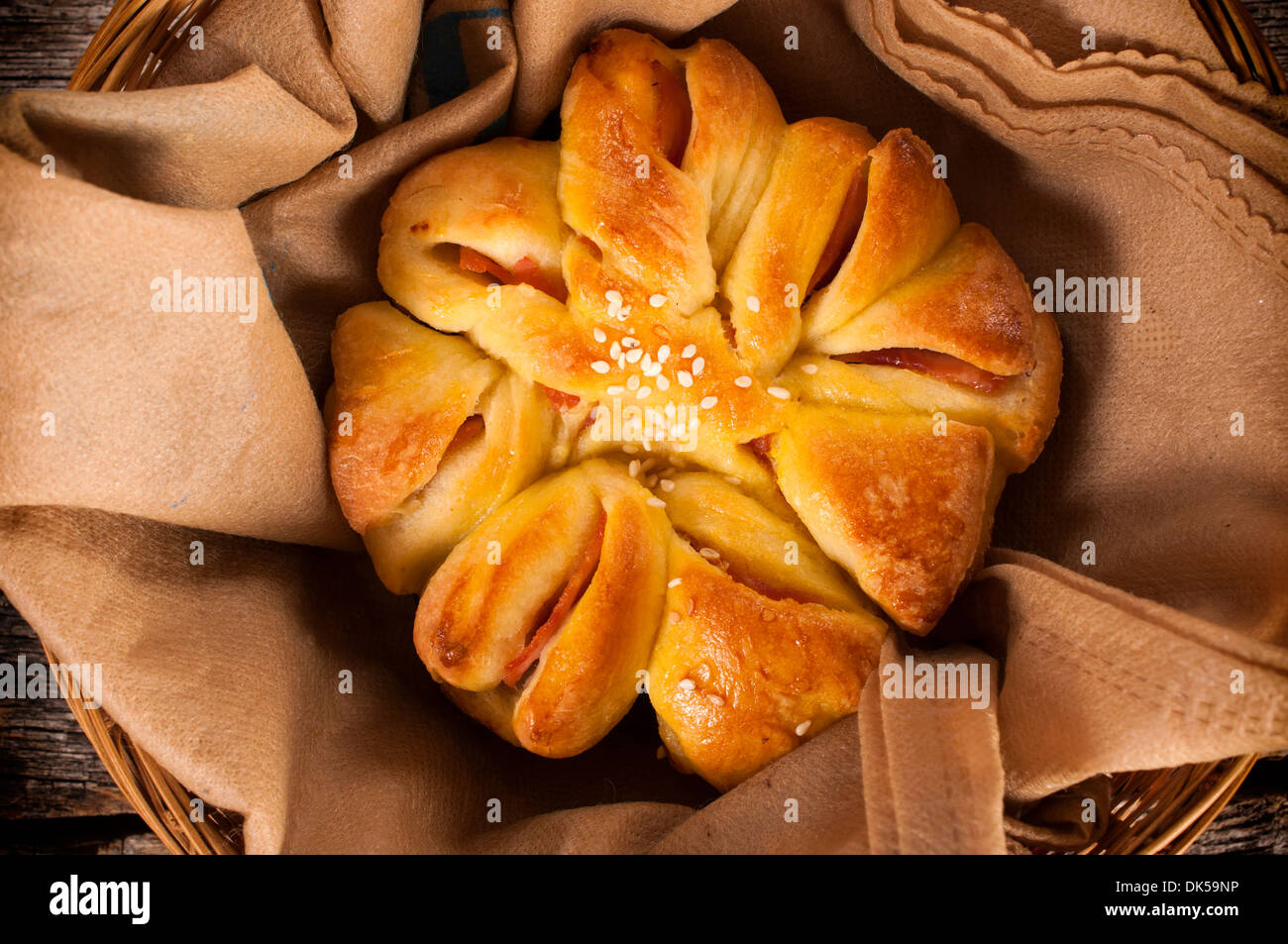 Flower pastry with the pork ham from above Stock Photo - Alamy