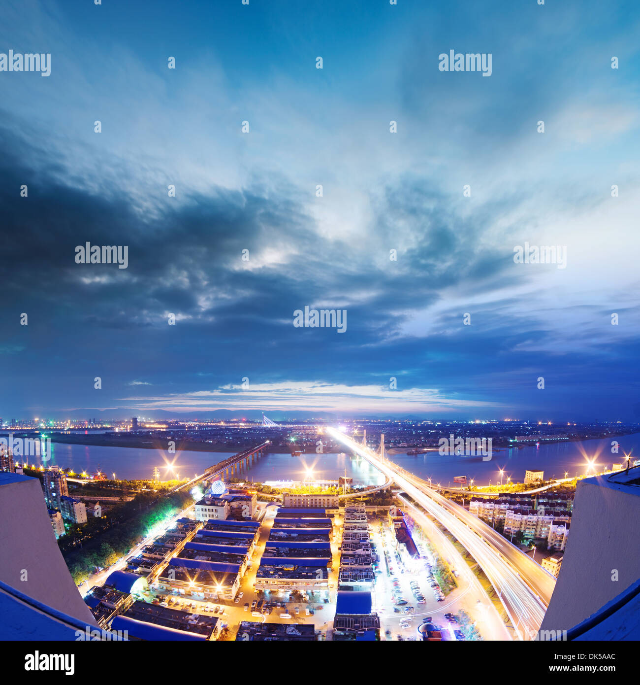 Aerial view of city night Stock Photo - Alamy
