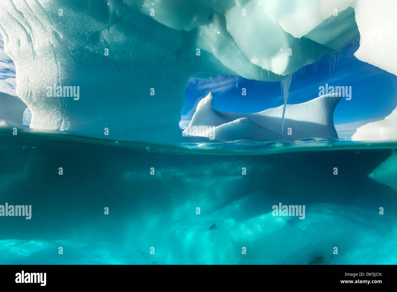 Antarctica, Underwater view of arched Iceberg floating near Enterprise ...