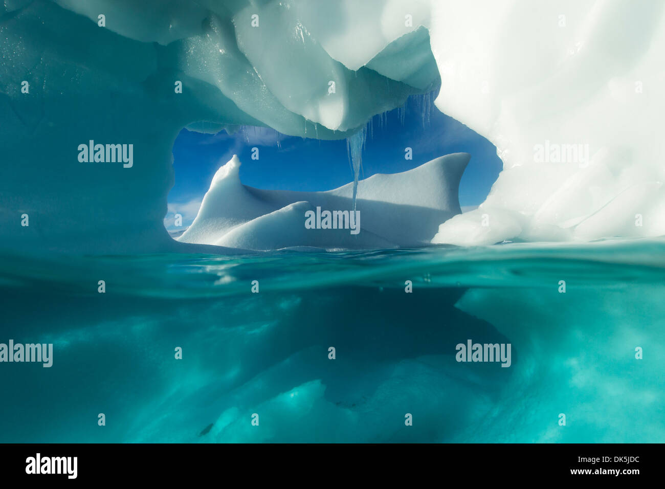 Antarctica, Underwater view of arched Iceberg floating near Enterprise ...