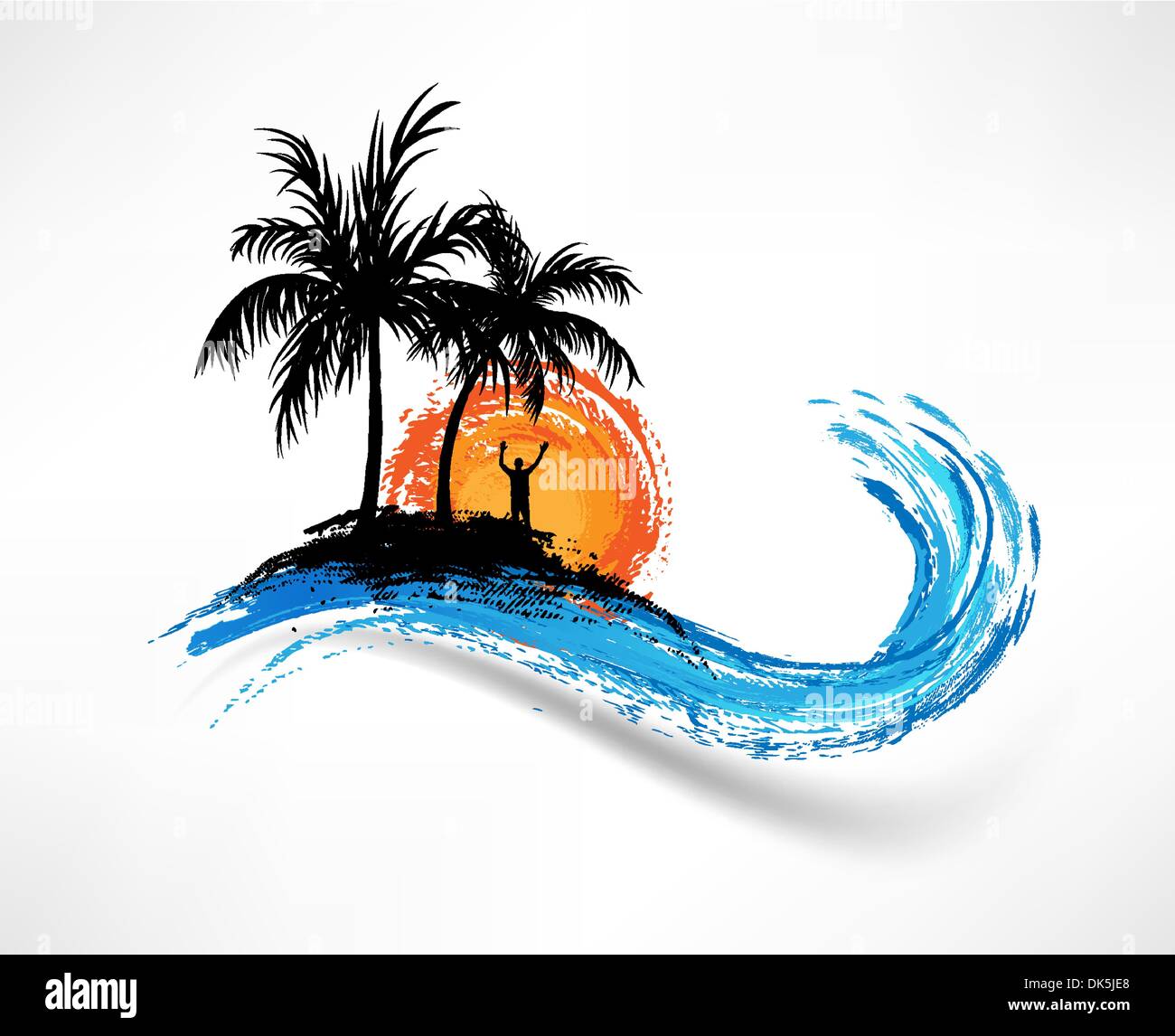 Palm tree silhouette against sunset Stock Vector Images - Alamy