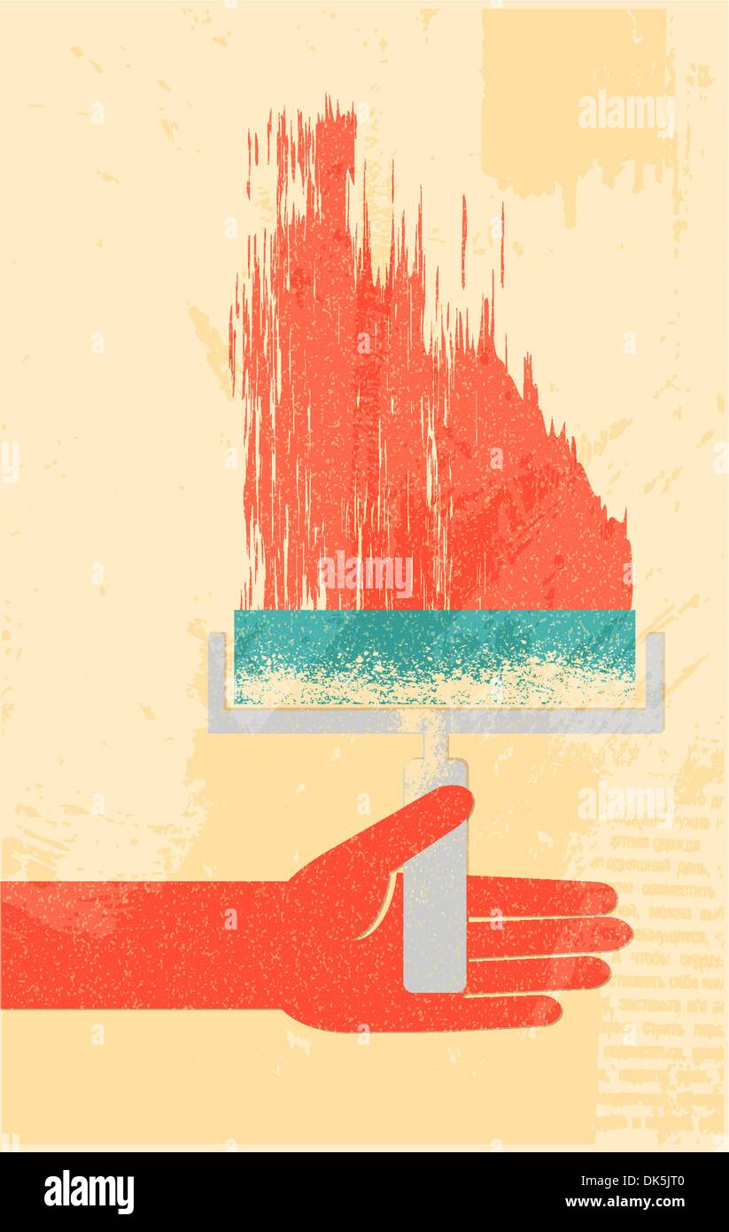 Hand with roller brush retro poster Stock Vector Image & Art - Alamy