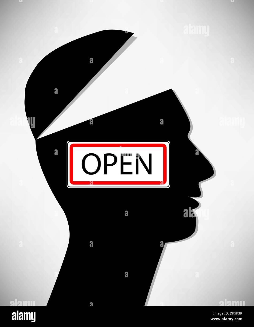 Conceptual Illustration of a open minded man. A man with an open head ...
