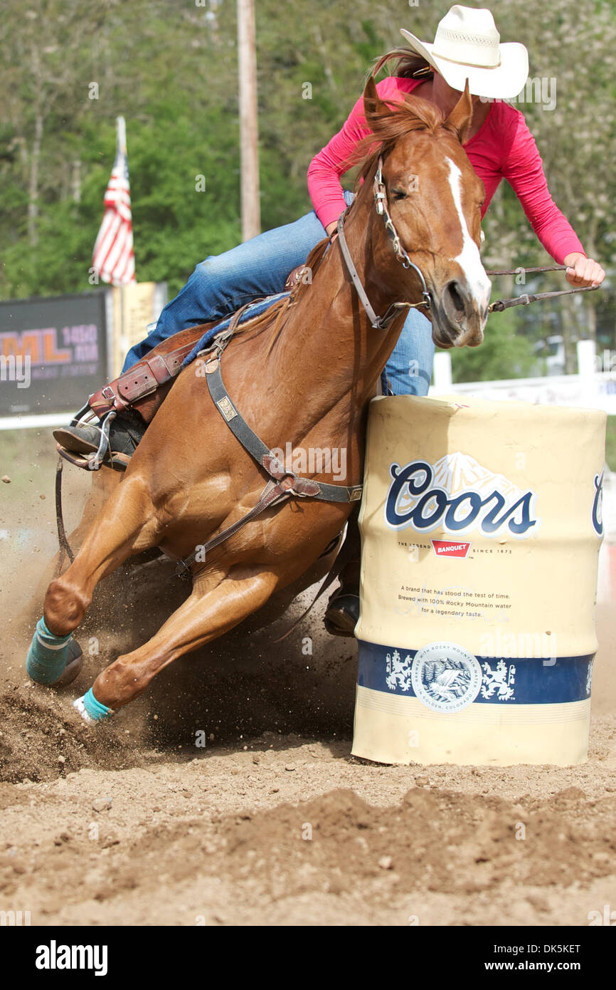 May 7, 2011 - Sonora, California, U.S - Barrel racer Courtney Cantrell ...