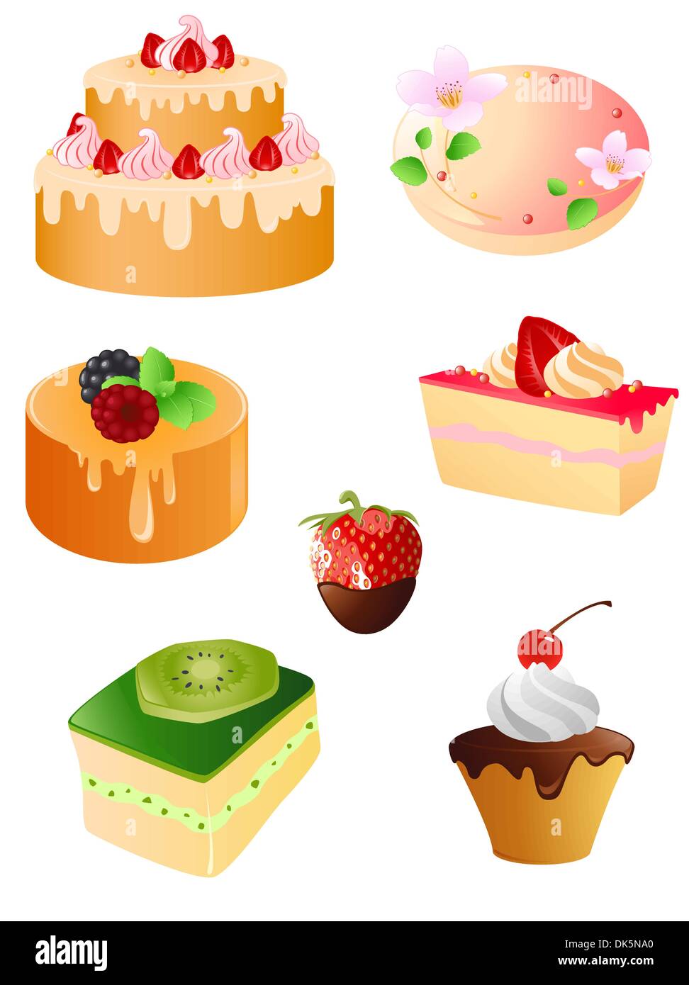 set of sweet dessert and fruit icons Stock Vector Image & Art - Alamy