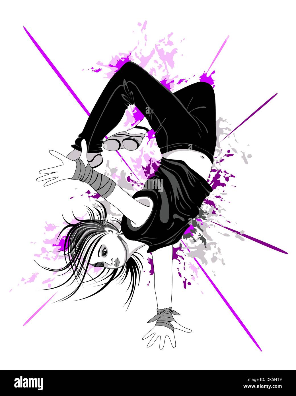dancing boy on a grunge background with ink blots Stock Vector Image ...