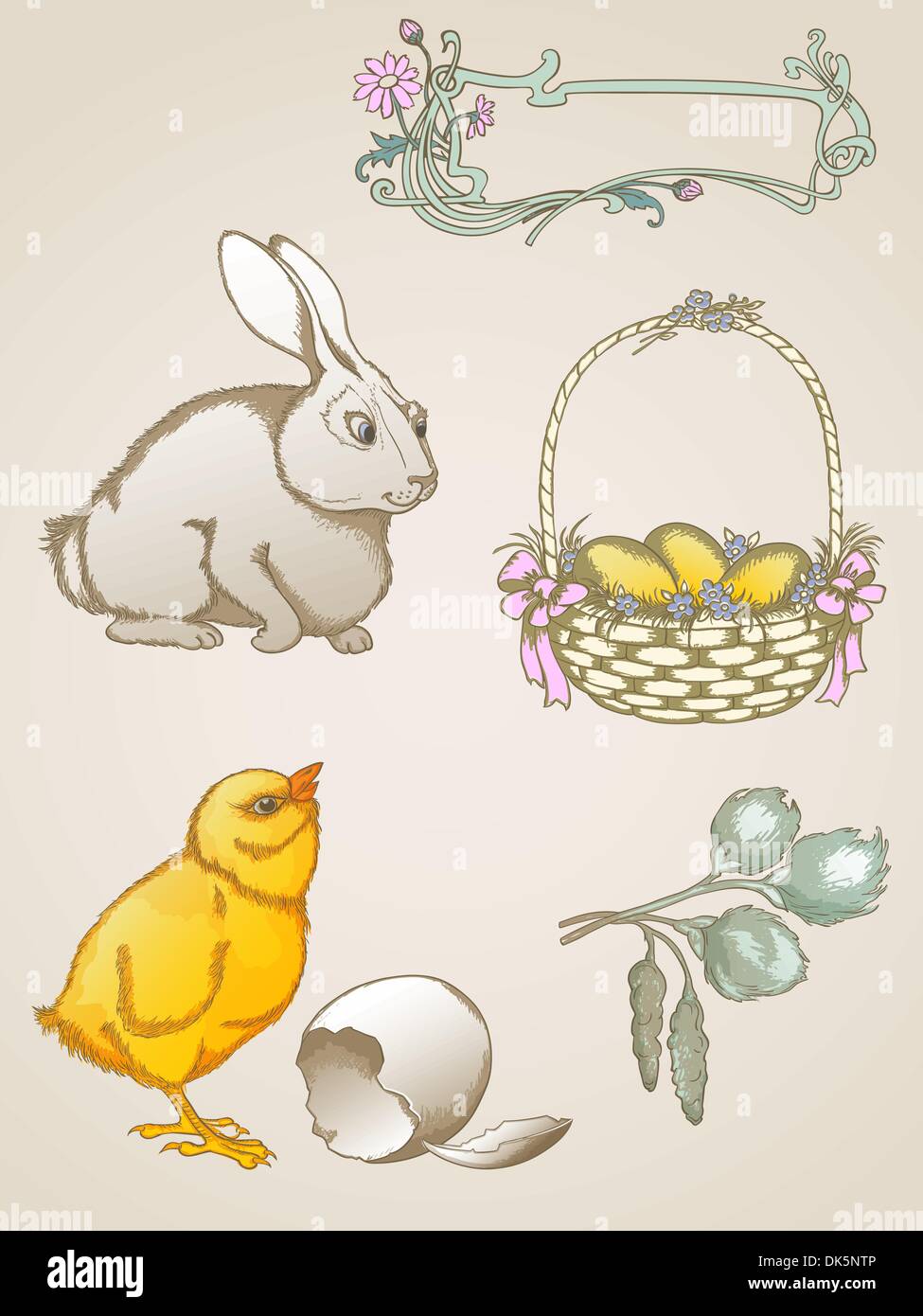 Vector vintage hand drawn Easter symbols Stock Vector Image & Art - Alamy