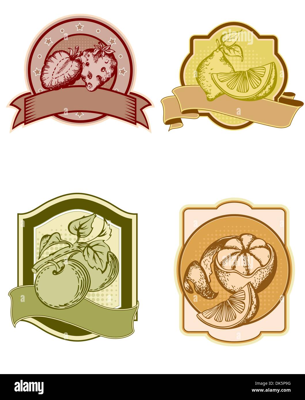 set of vintage labels with fruits and berries Stock Vector Image & Art ...