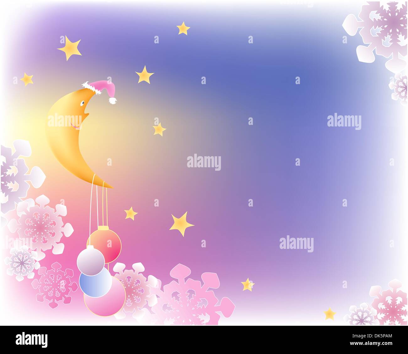 Christmas background with moon, stars and snowflakes Stock Vector Image ...