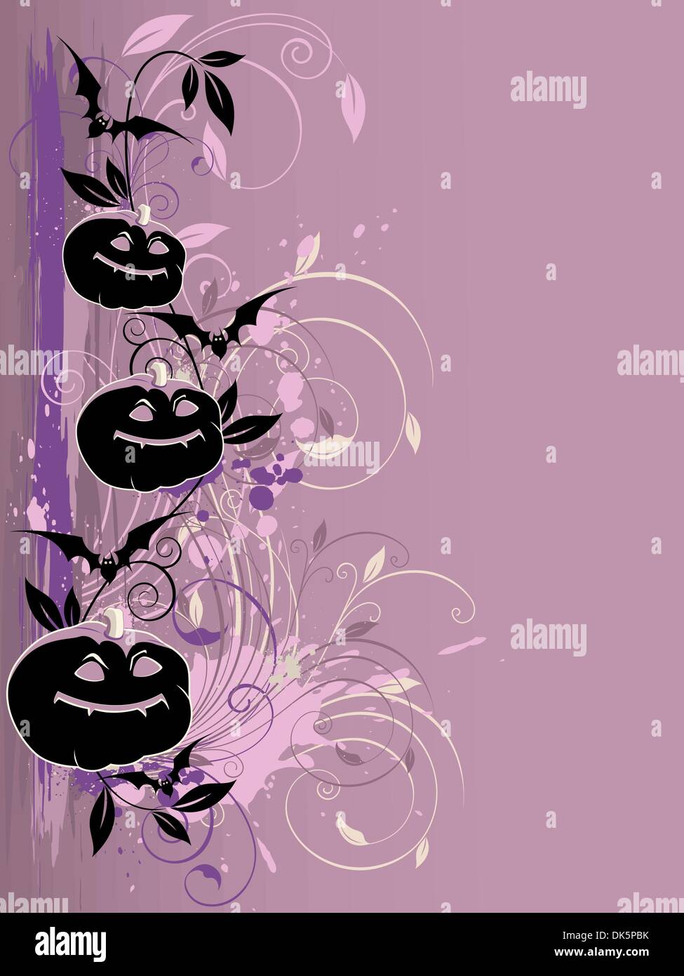 vector violet Halloween background with pumpkin and bat Stock Vector ...