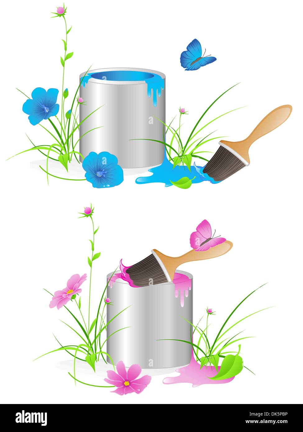 Flax blue flowers Stock Vector Images - Alamy
