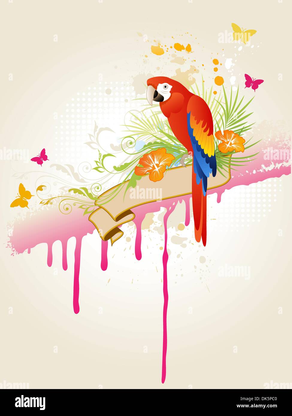 tropical summer background with parrot Stock Vector Image & Art - Alamy