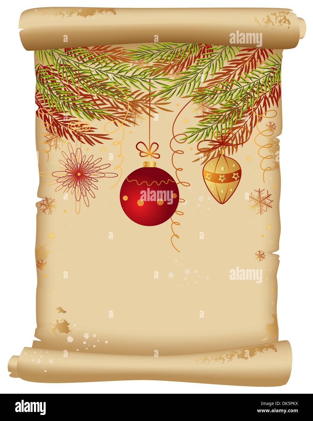 Background with Christmas tree on an old scroll Stock Vector Image ...