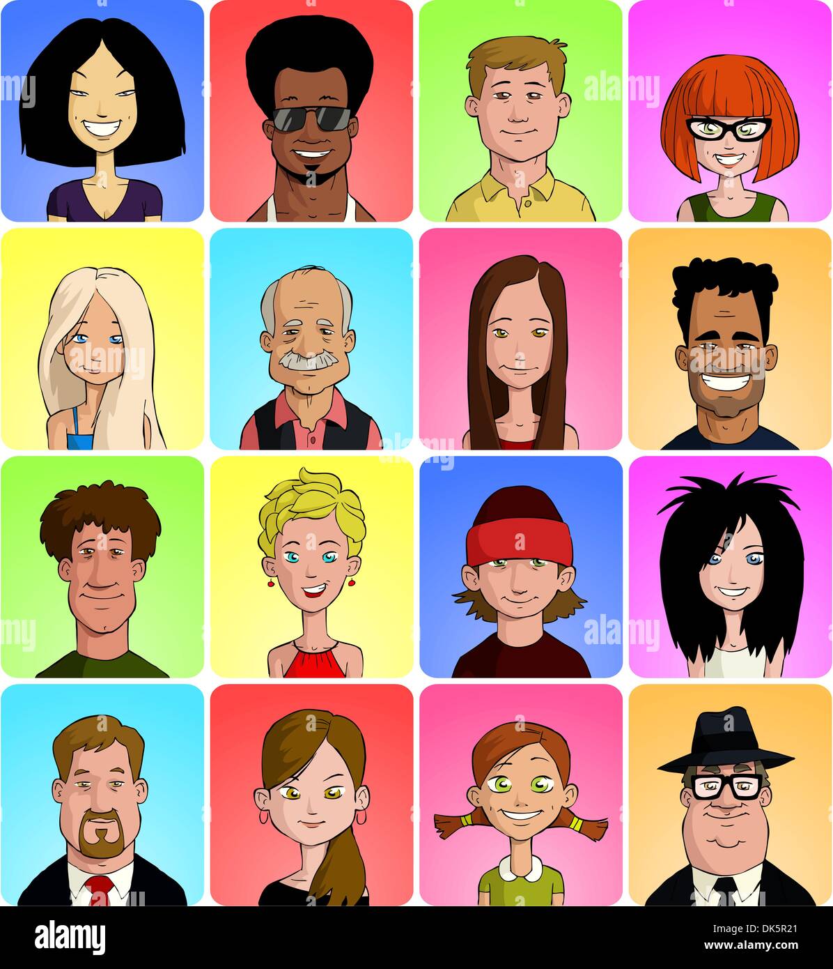 Set of various cartoon faces, vector illustration Stock Vector Image ...
