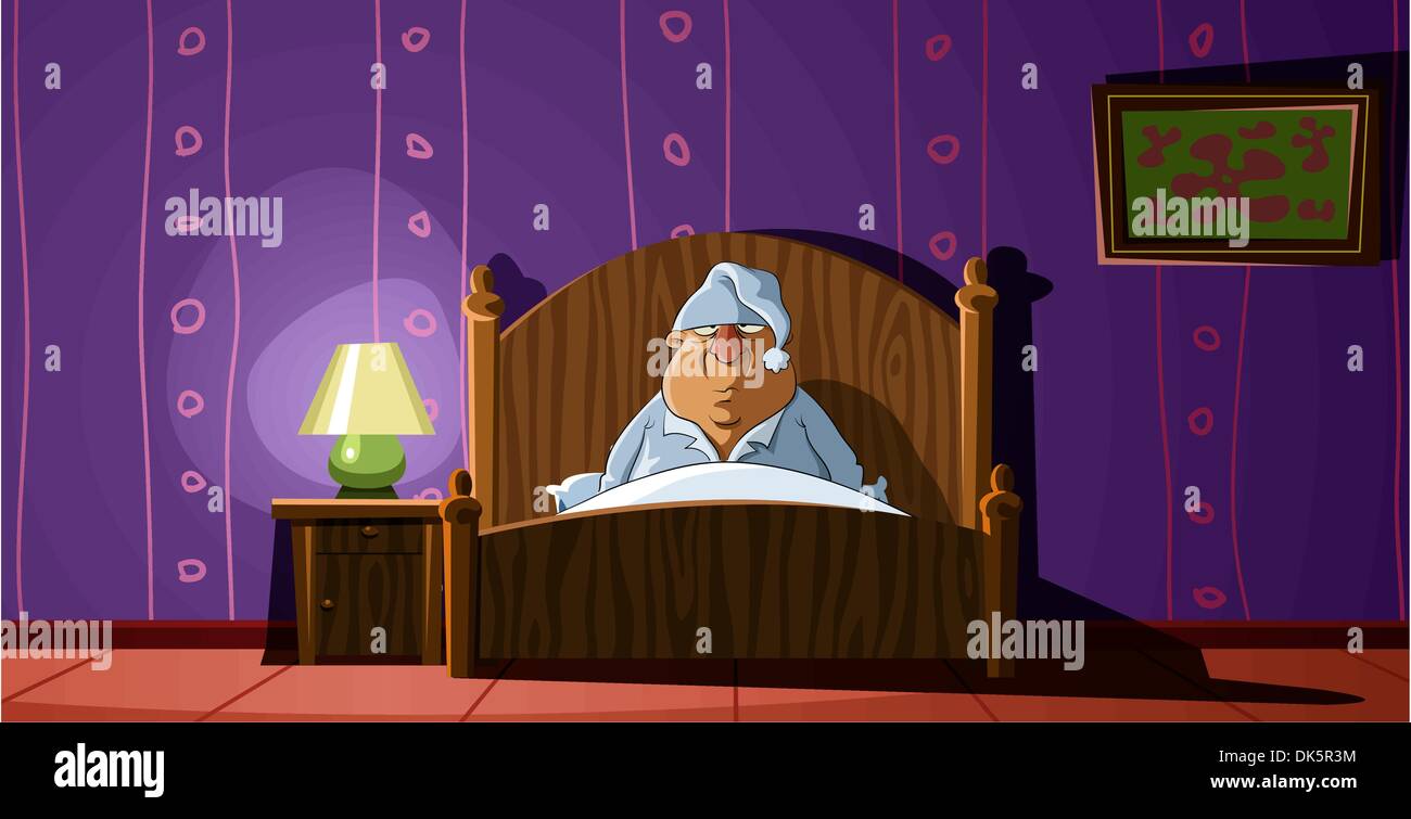 Cartoon man lying on bed hi-res stock photography and images - Alamy