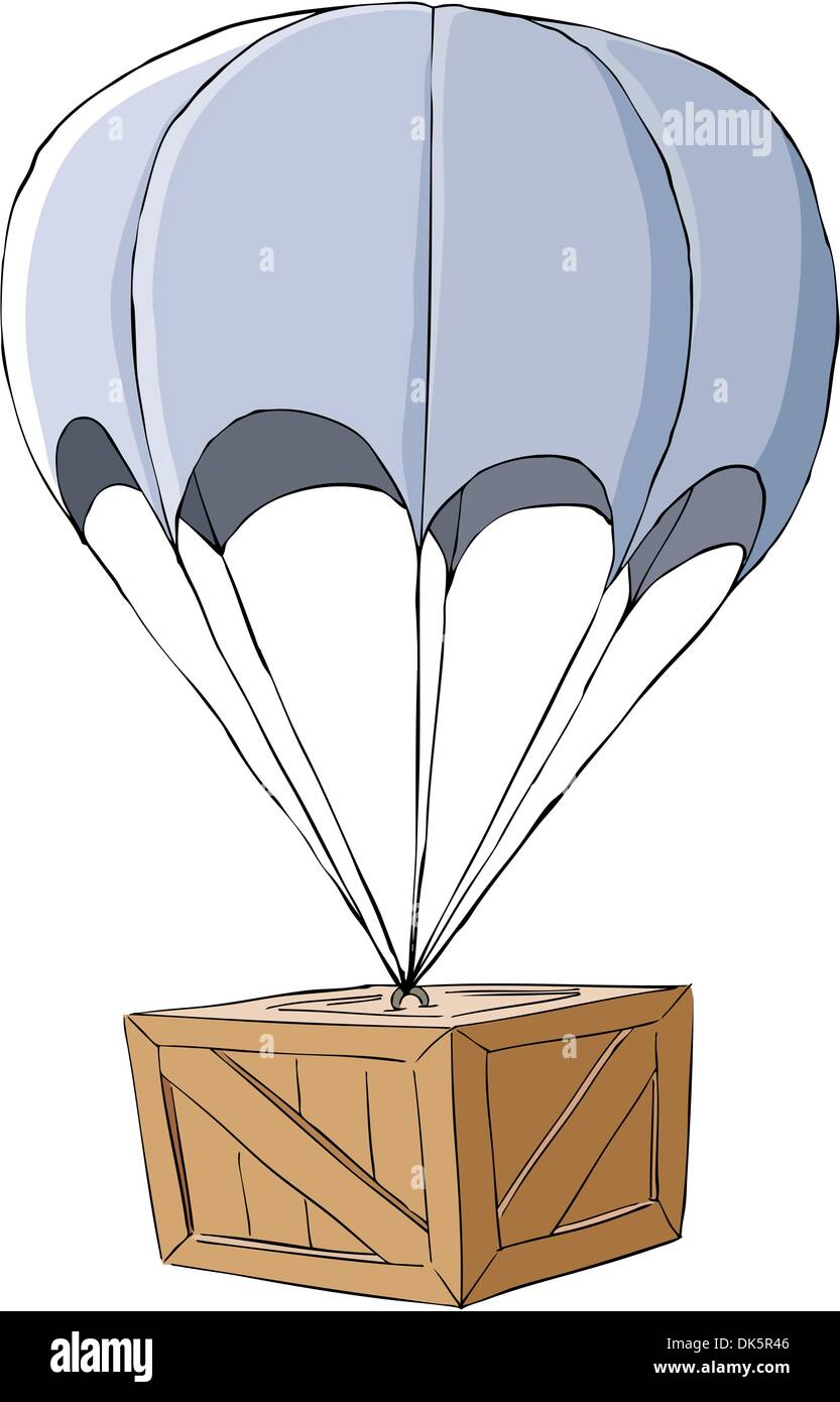 Wooden box with a parachute, vector illustration Stock Vector Image ...