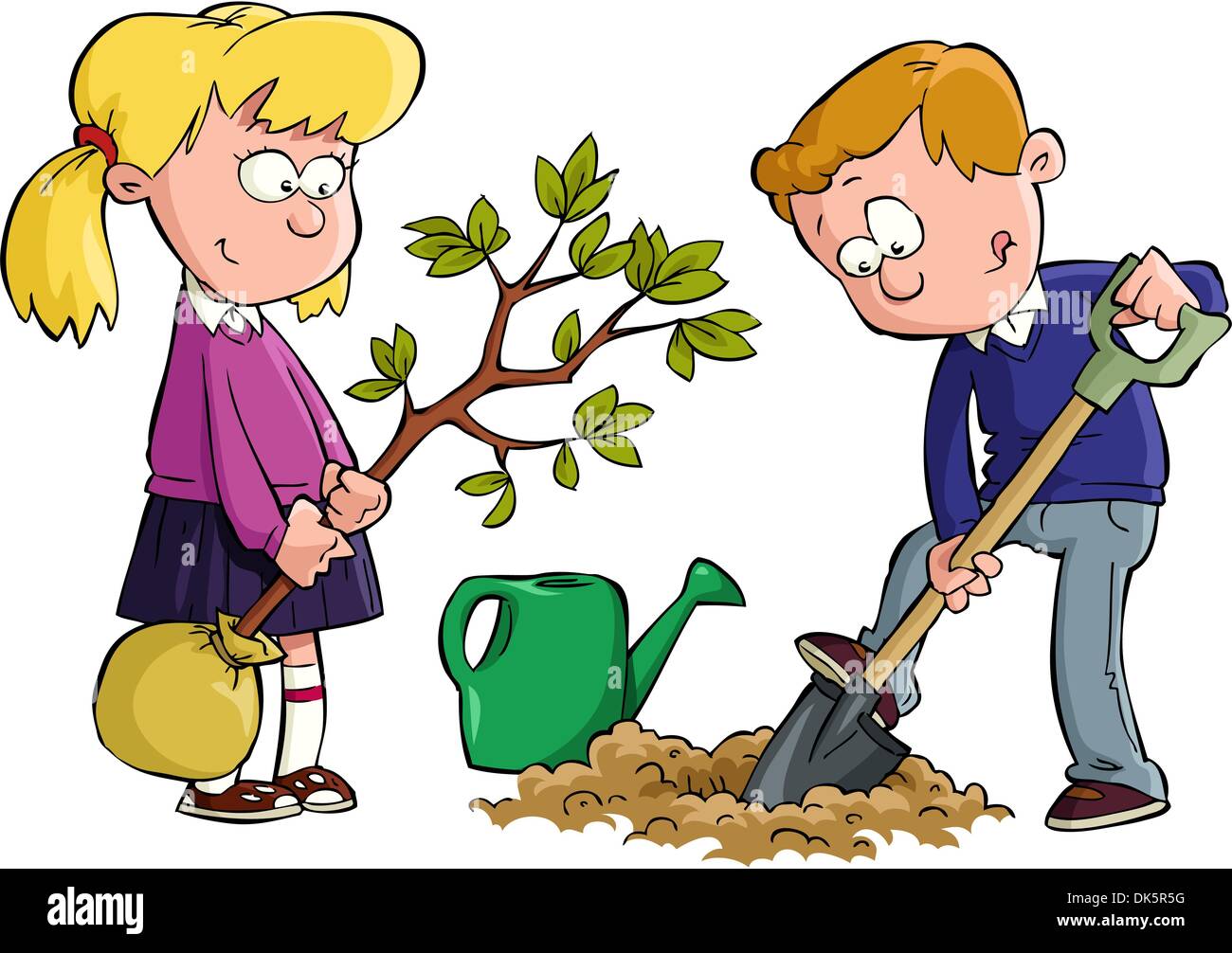 The children planted a tree vector illustration Stock Vector Image ...