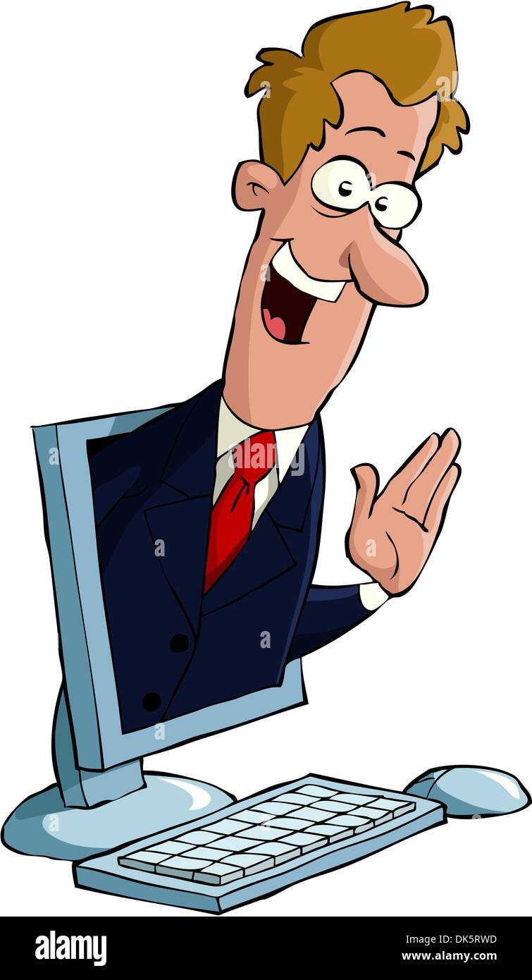 A man from the monitor, vector illustration Stock Vector Image & Art ...