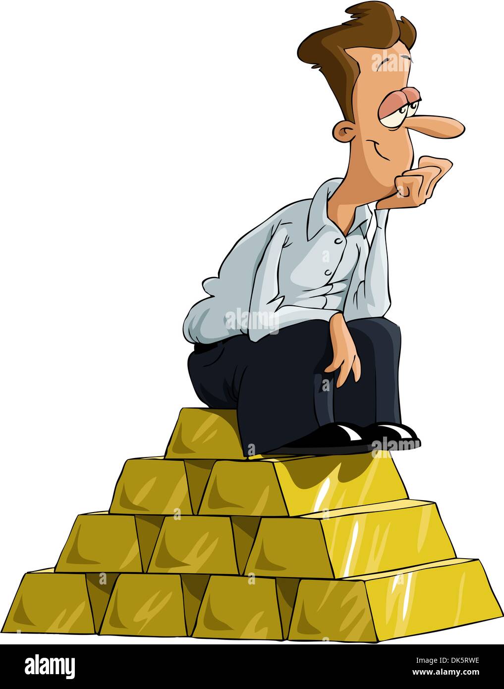 A man sitting on a gold bullion, vector Stock Vector Image & Art - Alamy