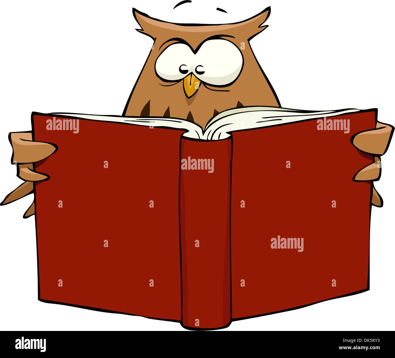 Cartoon owl reading a book, vector illustration Stock Vector Image ...