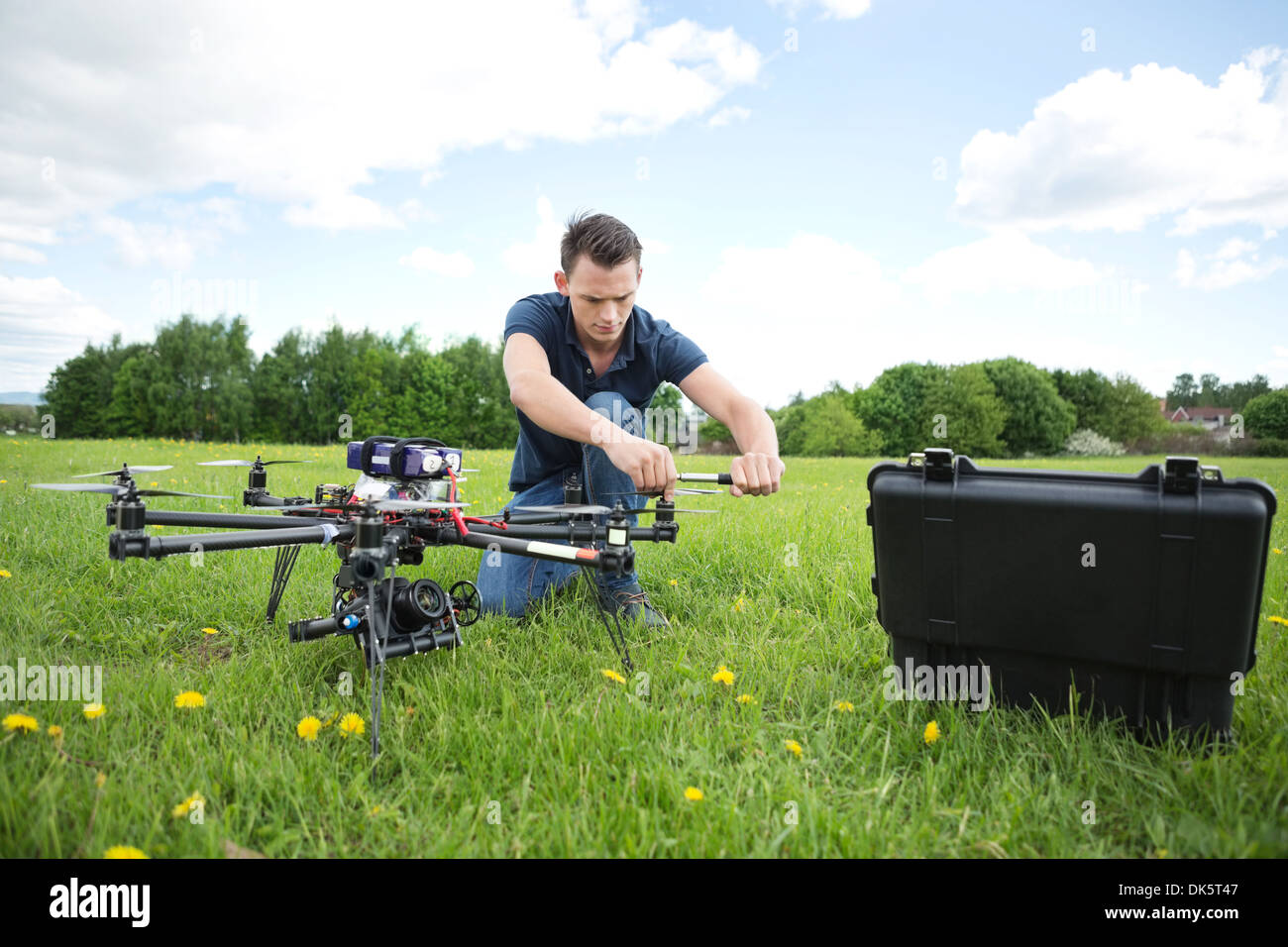 Technician Fixing Propeller Of UAV Helicopter Stock Photo - Alamy
