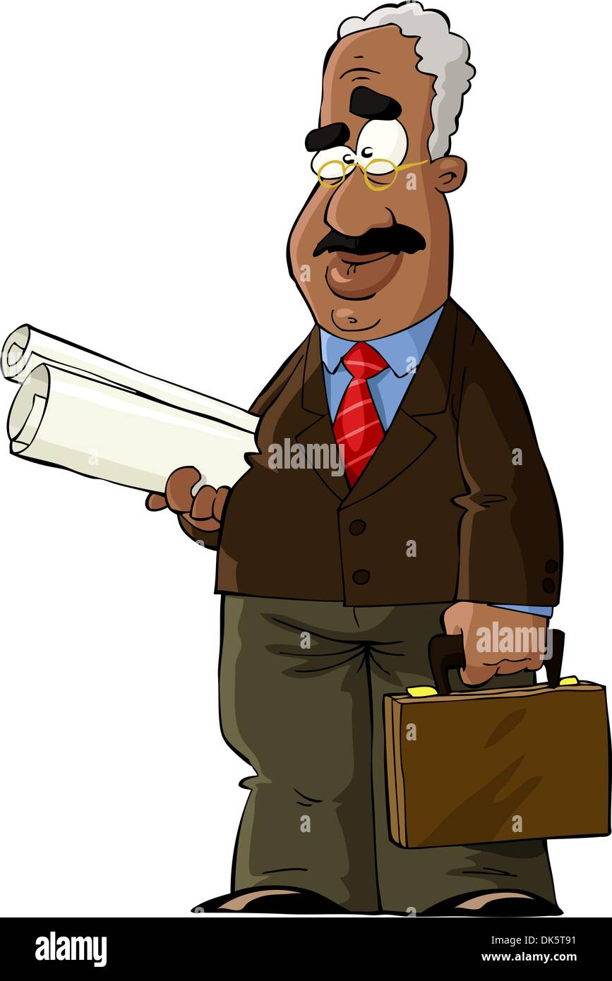 Professor with rolls of paper vector illustration Stock Vector Image ...