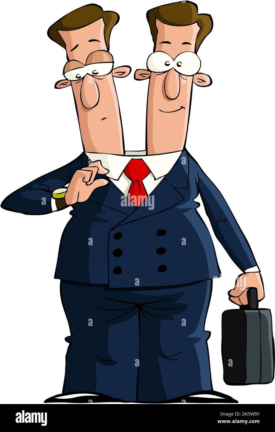 Cartoon businessman with two heads, vector illustration Stock Vector ...