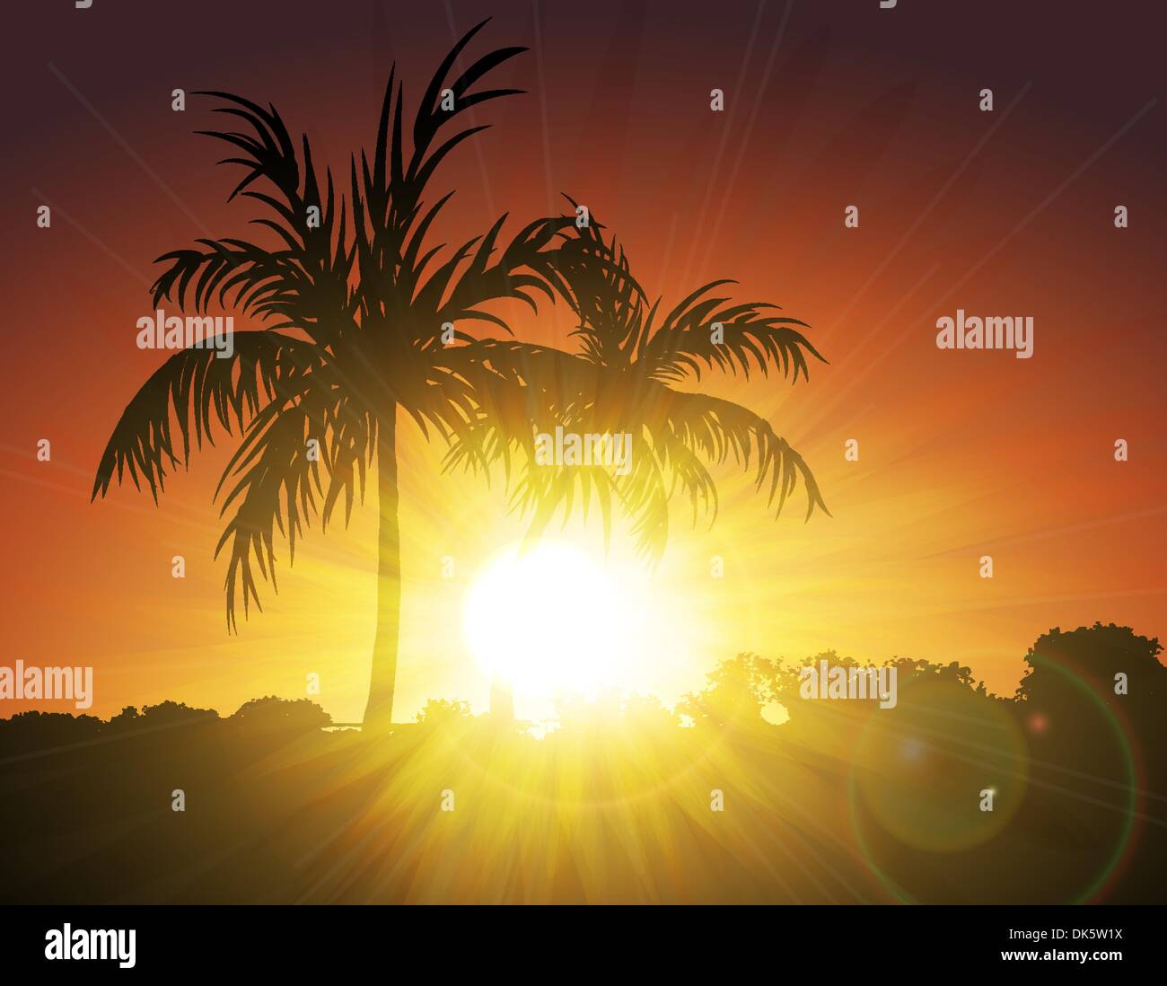 Palms silhouettes sunset palm Stock Vector Images - Alamy