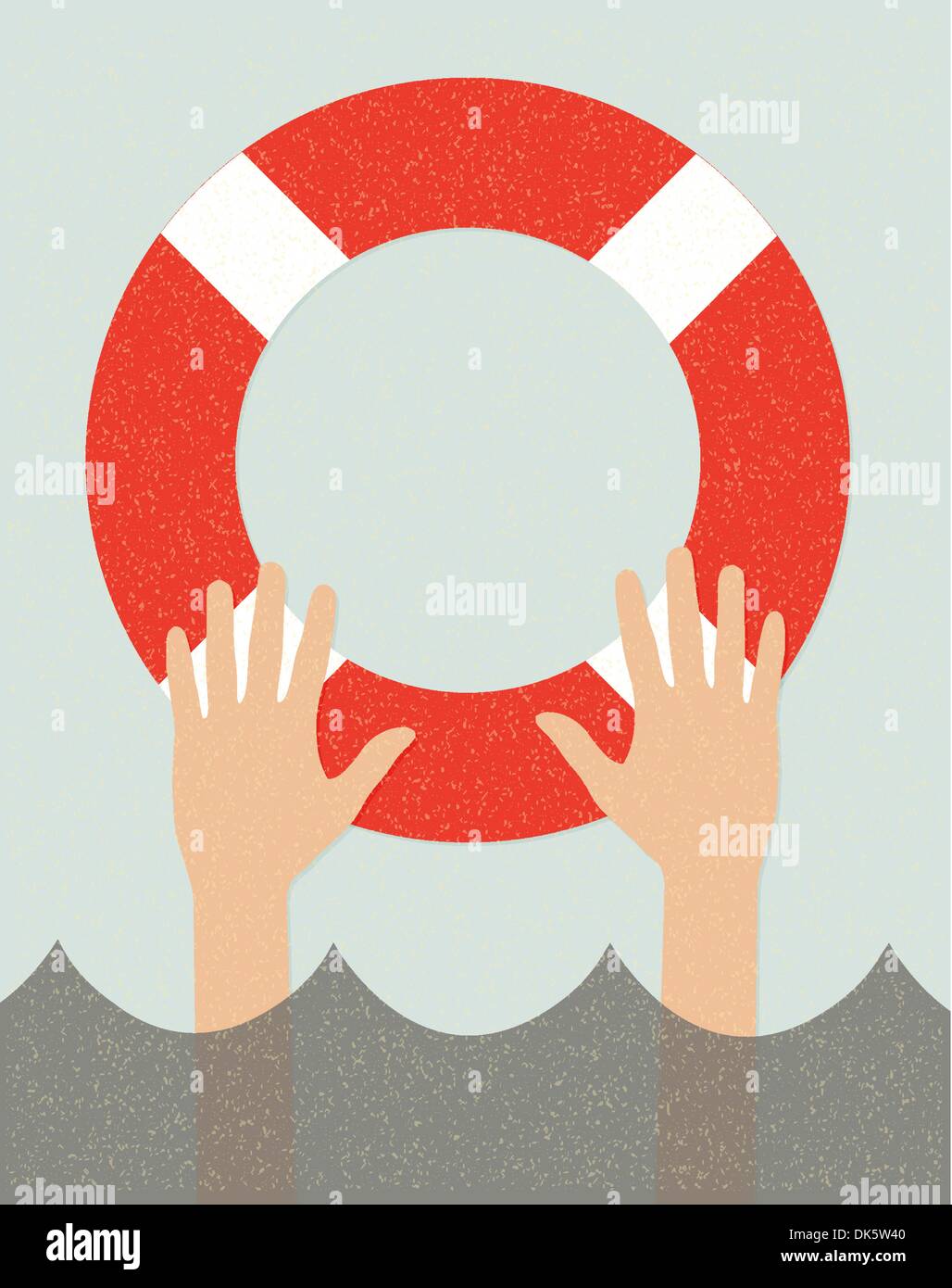 life buoy and hands in water Stock Vector Image & Art - Alamy