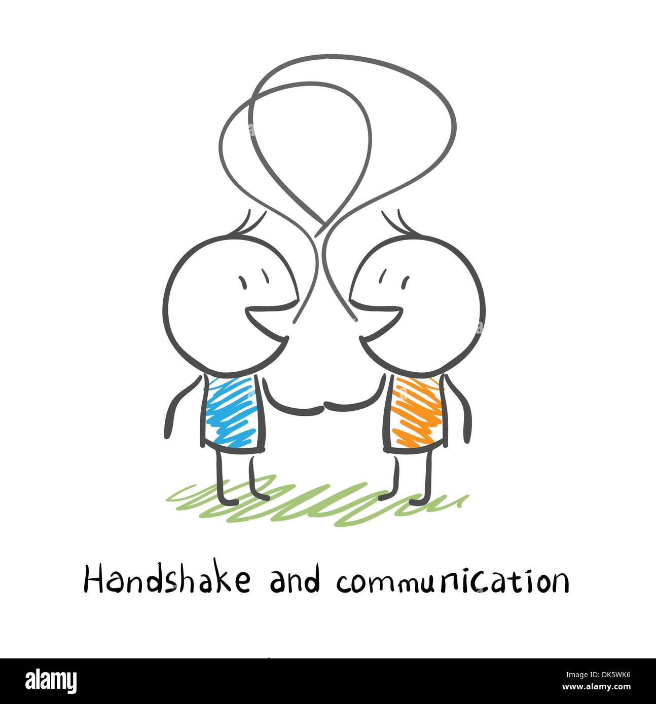 The two men shake hands, and socialize. Illustration Stock Vector Image ...