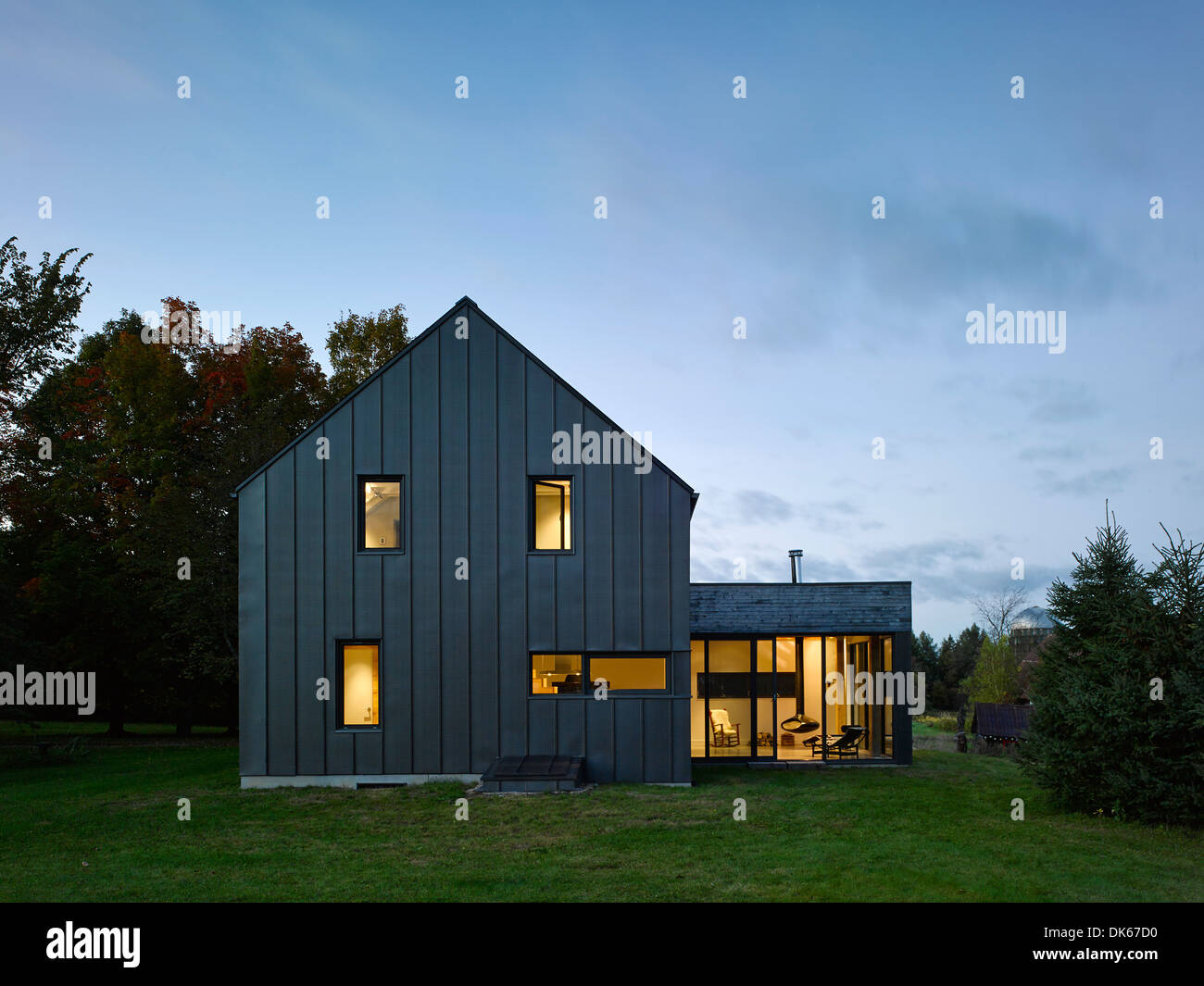 Maison Compton, Compton, Canada. Architect: Atelier in Situ, 2013. Dusk ...