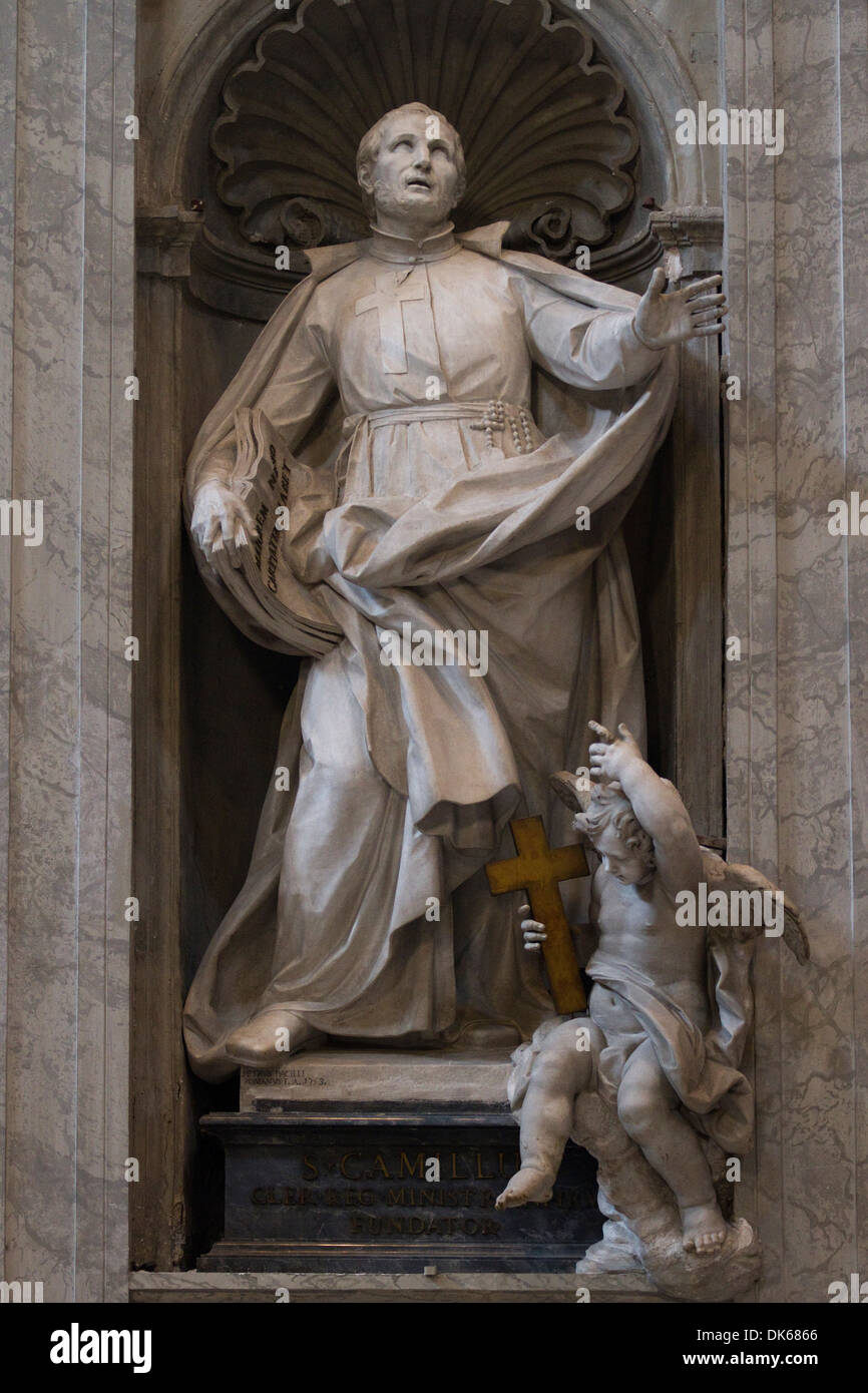 Statue of Saint Camillus by sculptor Pietro Pacilli in St. Peter's ...