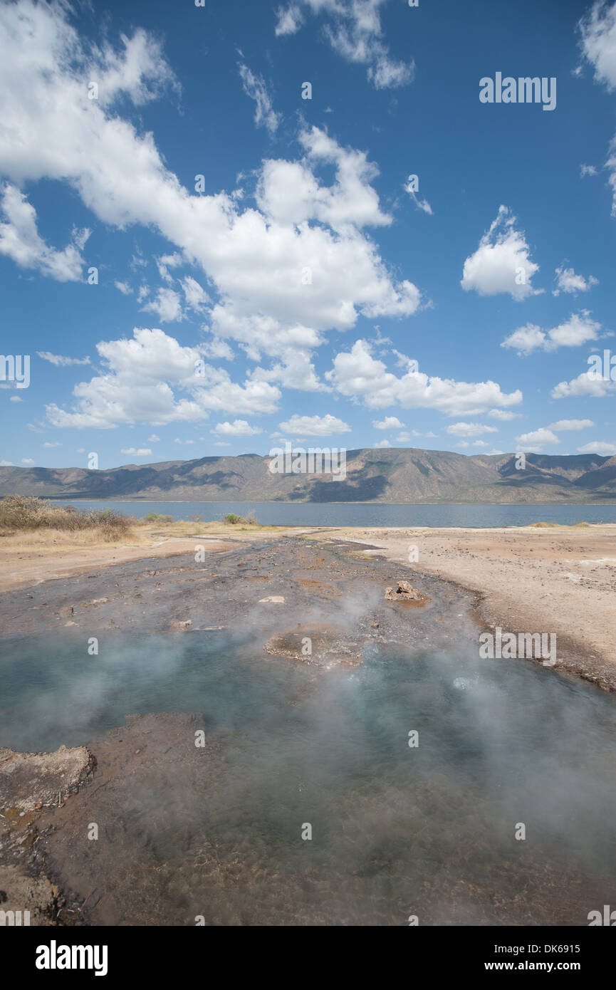 Steam rises from Lake Bogoria hot springs in Kenya Stock Photo - Alamy