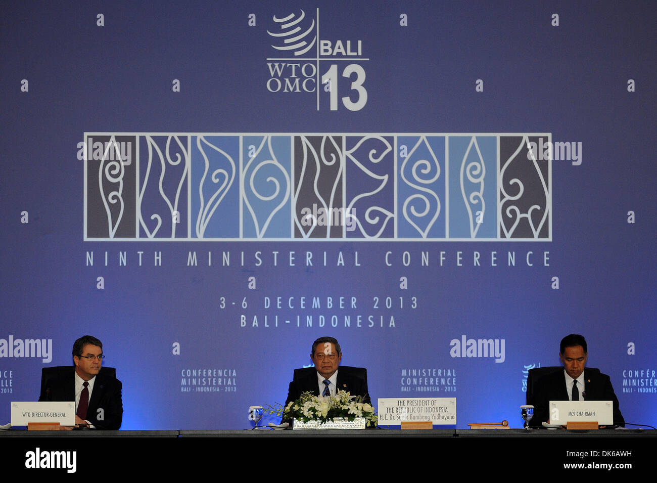 Bali, Indonesia. 3rd Dec, 2013. WTO director-general Roberto Azevedo (L ...
