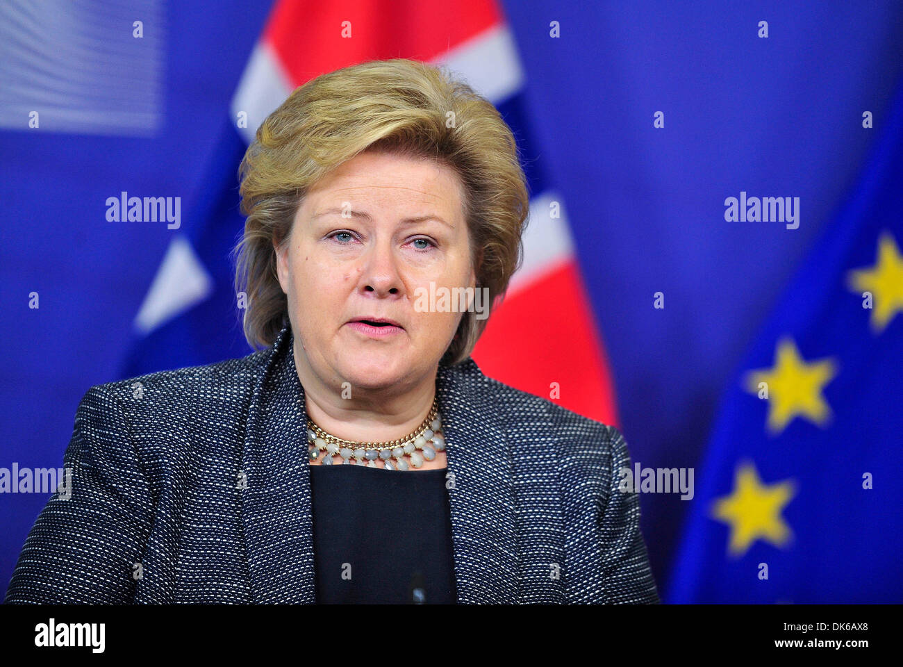 Brussels, Belgium. 3rd December 2013. Prime Minister of Norway Erna ...