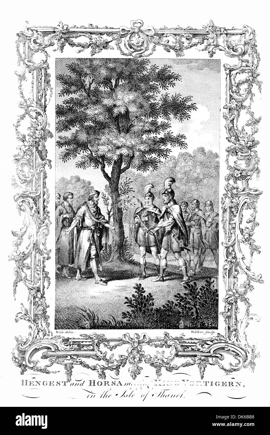 Hengest and Horsa meeting King Vortgern in the Isle of Thanet Stock ...