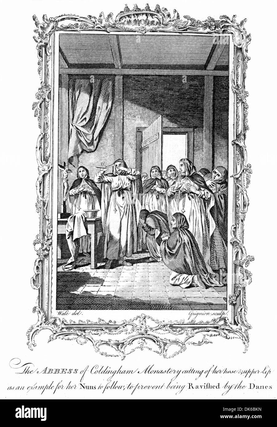 The Abbess of Coldingham Monastery cutting off her nose and upper lip ...