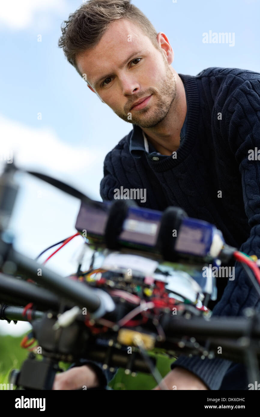 Engineer With UAV Helicopter Stock Photo - Alamy