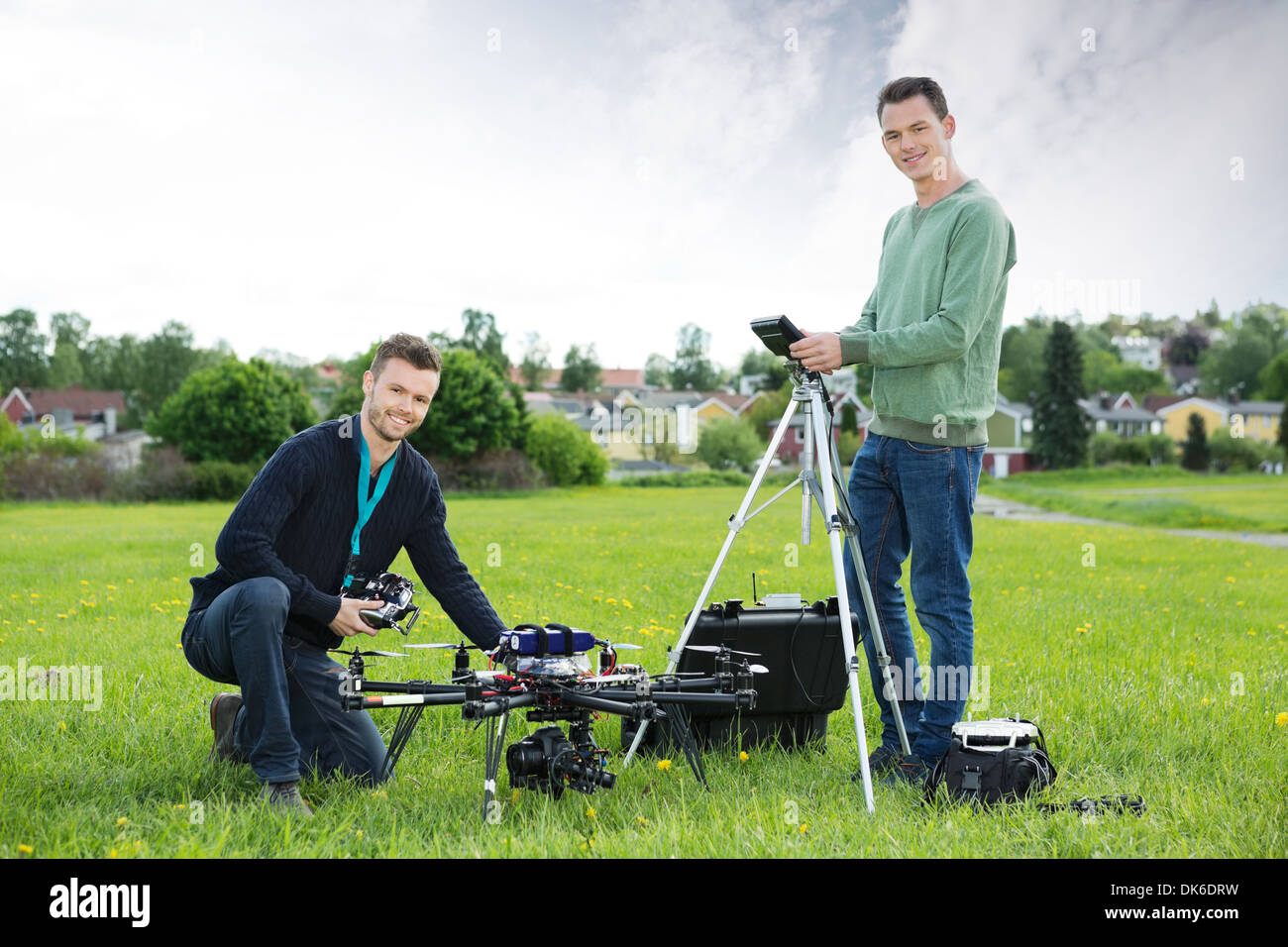 Technicians Working On UAV Helicopter Stock Photo - Alamy