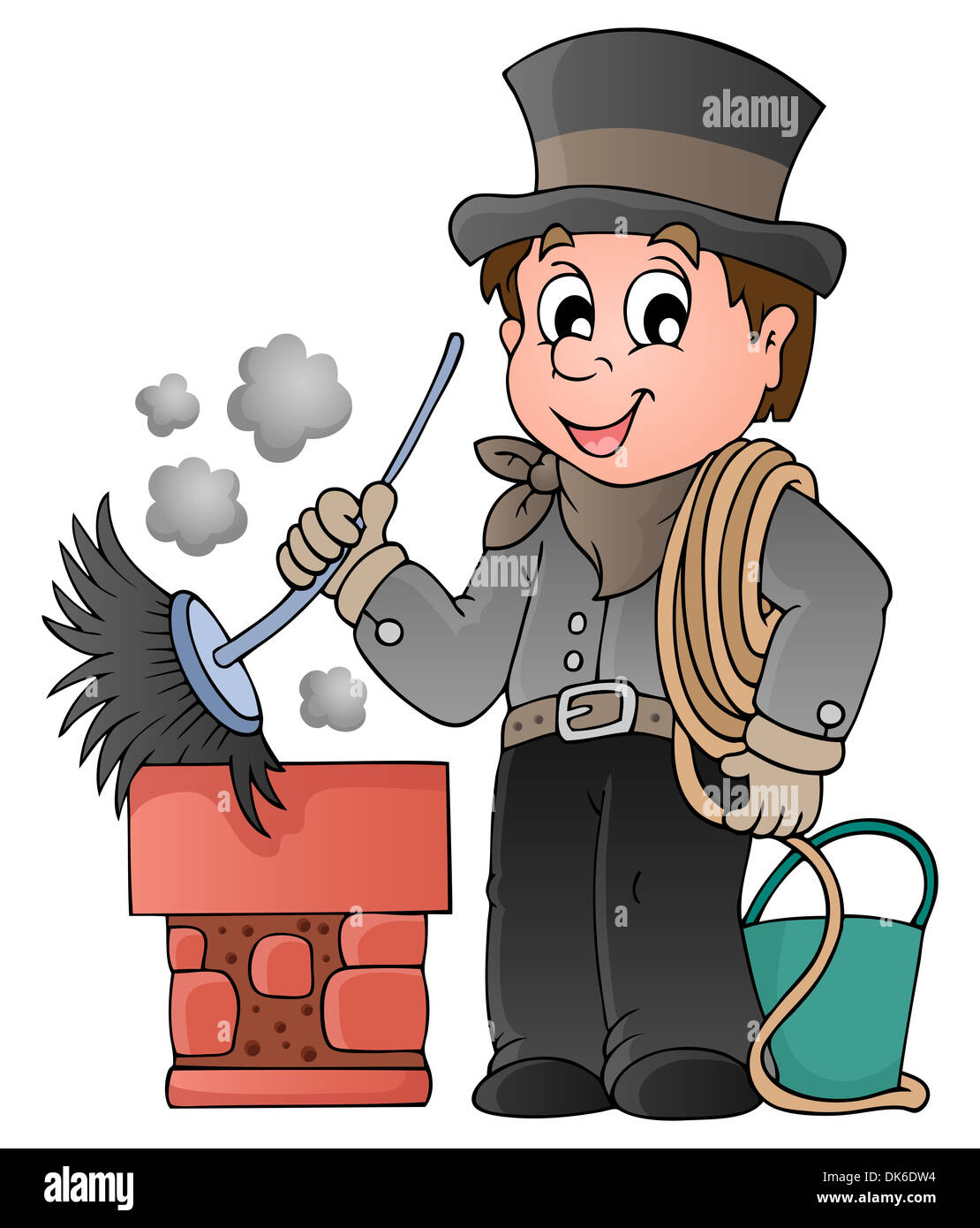 Happy chimney sweeper - picture illustration Stock Photo - Alamy