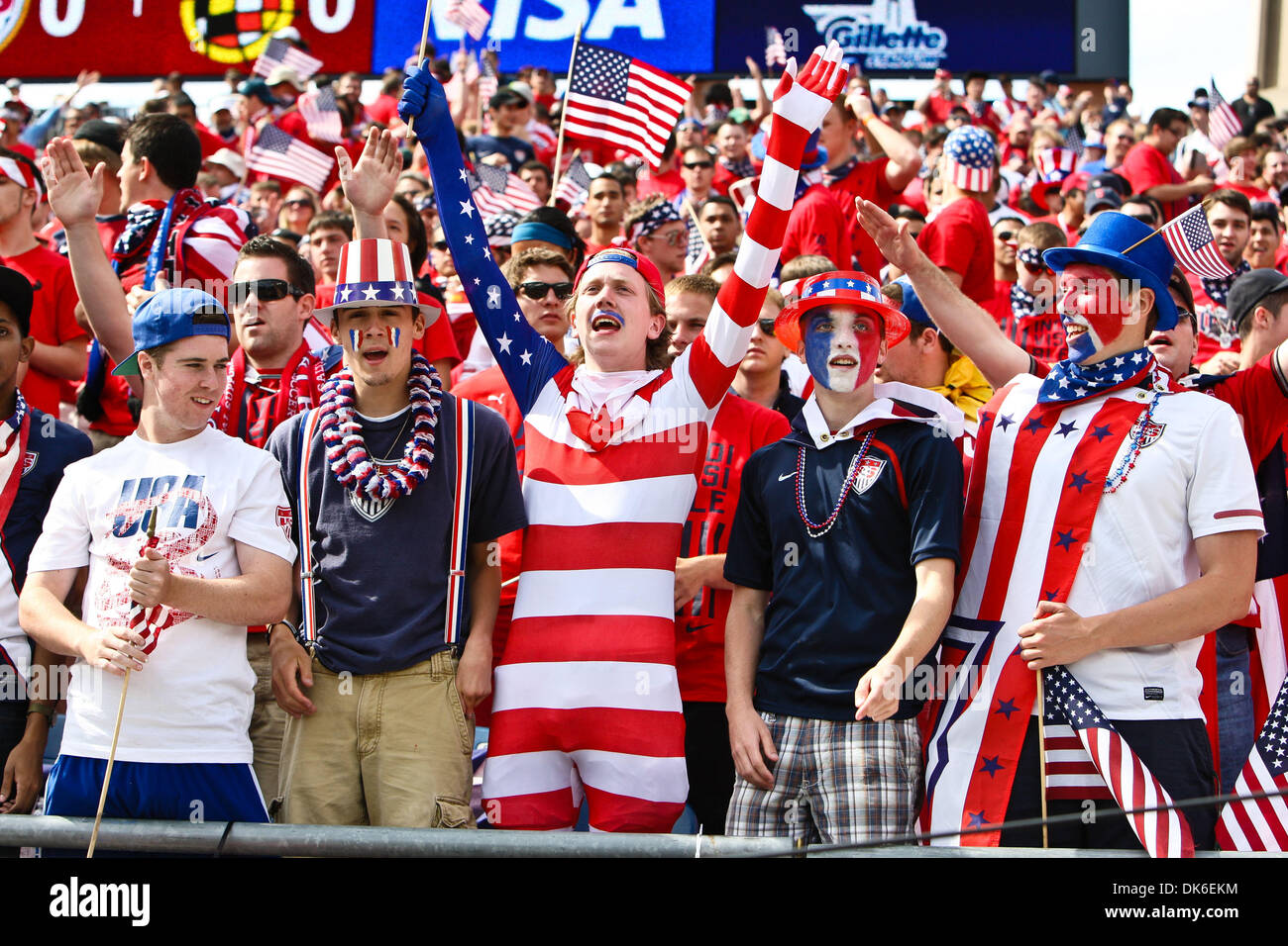 June 4, 2011 - Foxborough, Massachusetts, U.S - Excited fans show their ...